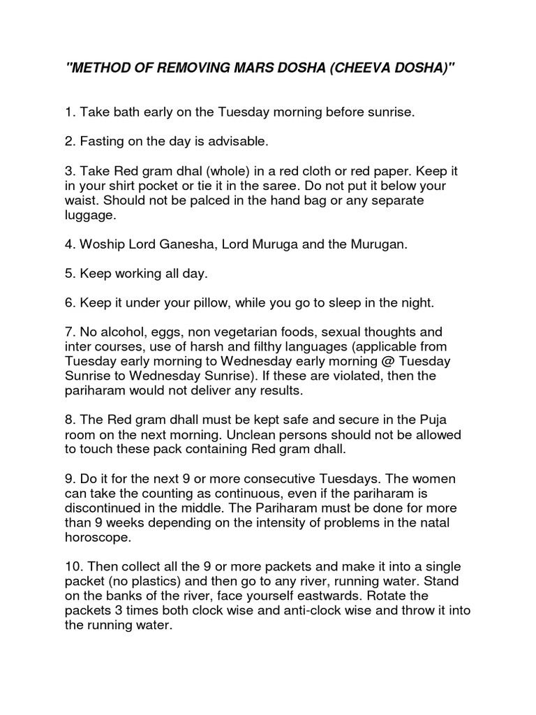 Mars Dosha Removal Method | PDF