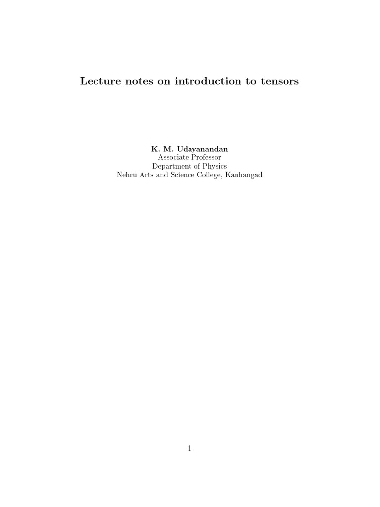 Tensor Pdf Tensor Euclidean Vector