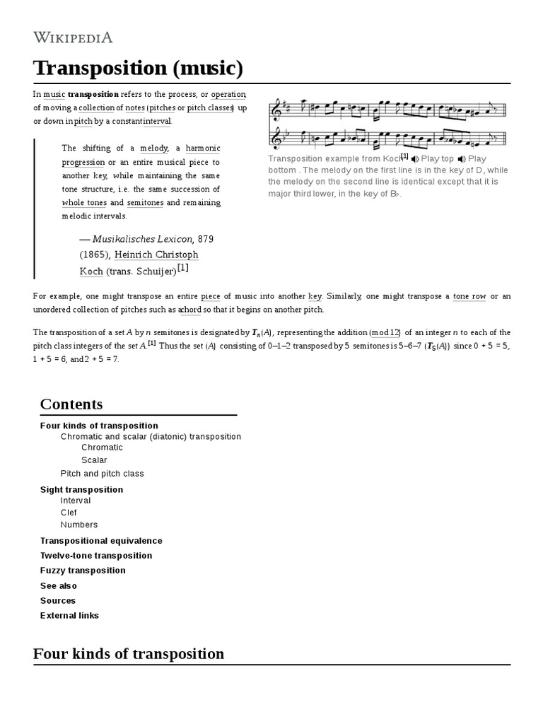 Transposition (Music) | PDF | Music Theory | Elements Of Music