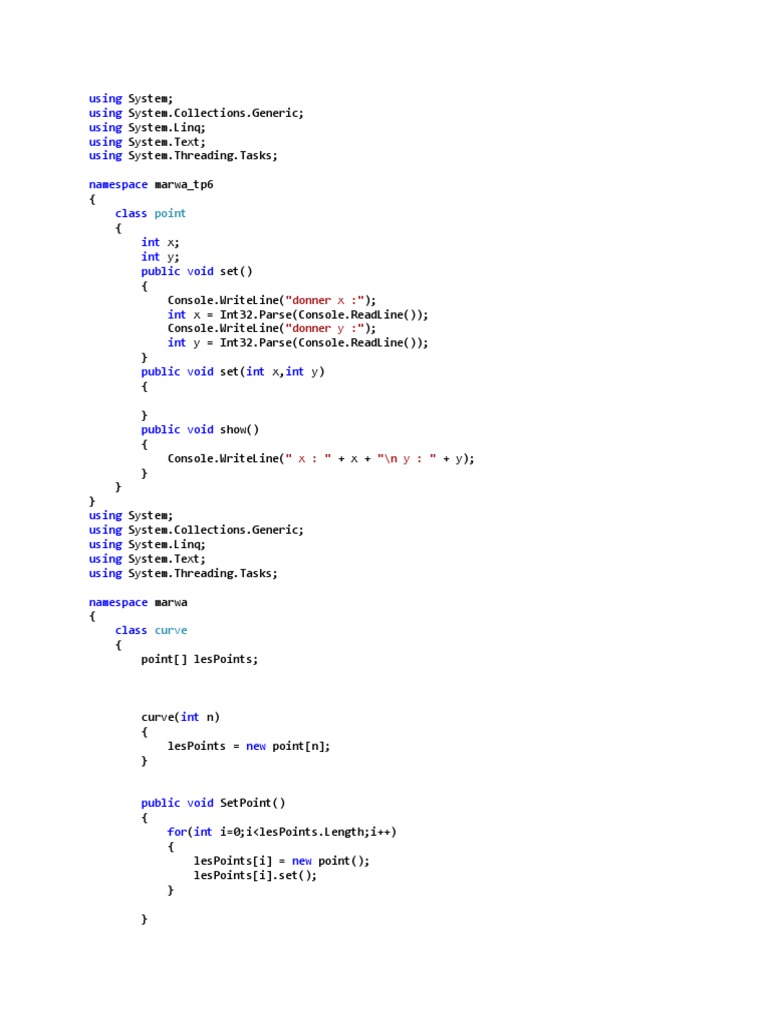 Point: Using Using Using Using Using Namespace Class Int Int Public Void | PDF