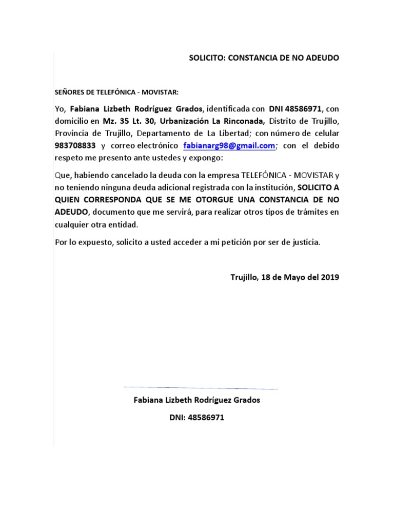 Solicitud Constancia No Adeudo | PDF | Gobierno y personalidad