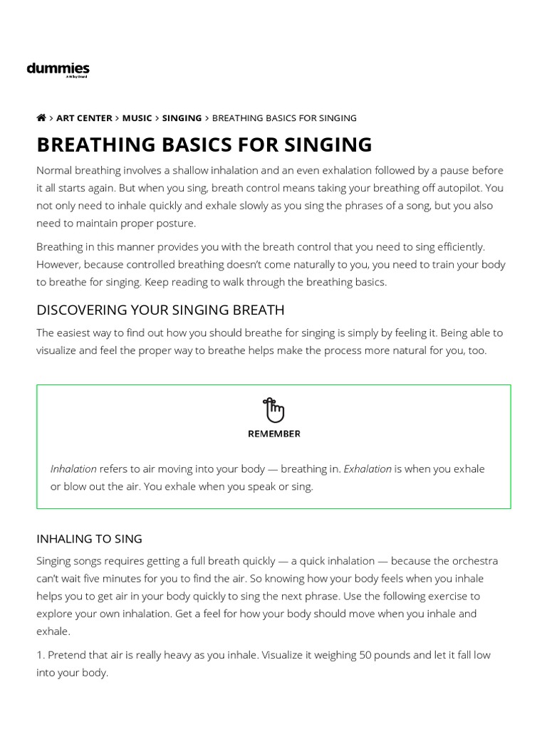 Breathing Basics For Singing | PDF | Breathing | Singing