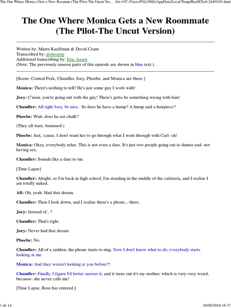 Friends Script | PDF | Friends