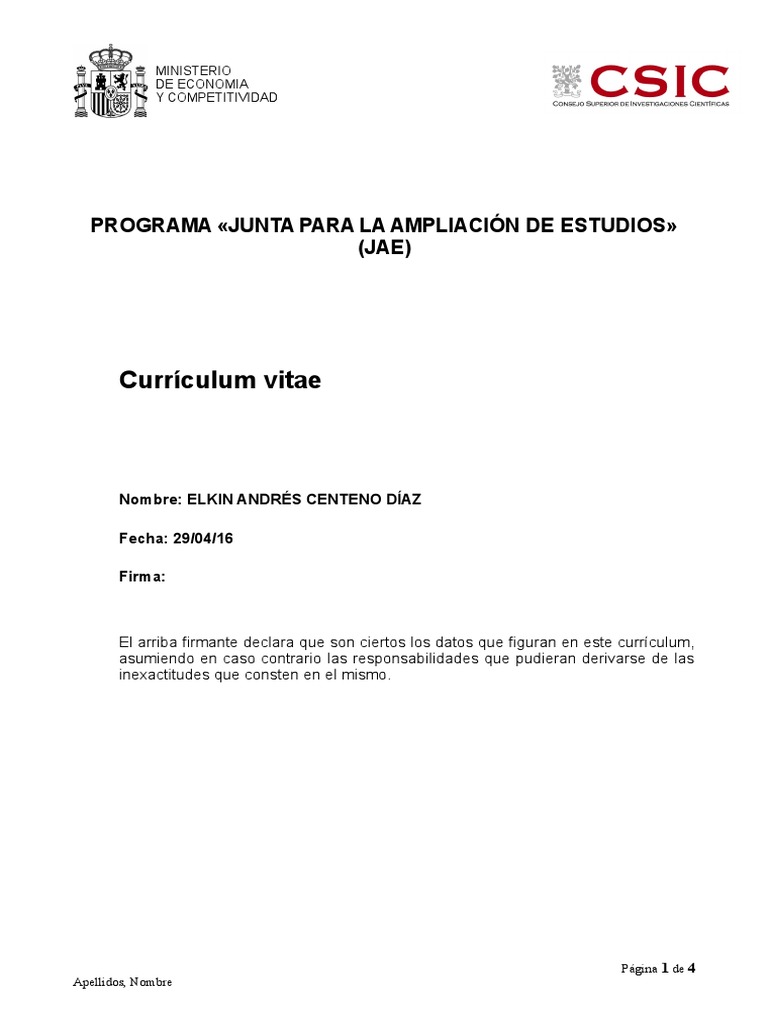 2016 Curriculum Vitae JAE Intro | PDF | Colombia | Bogotá