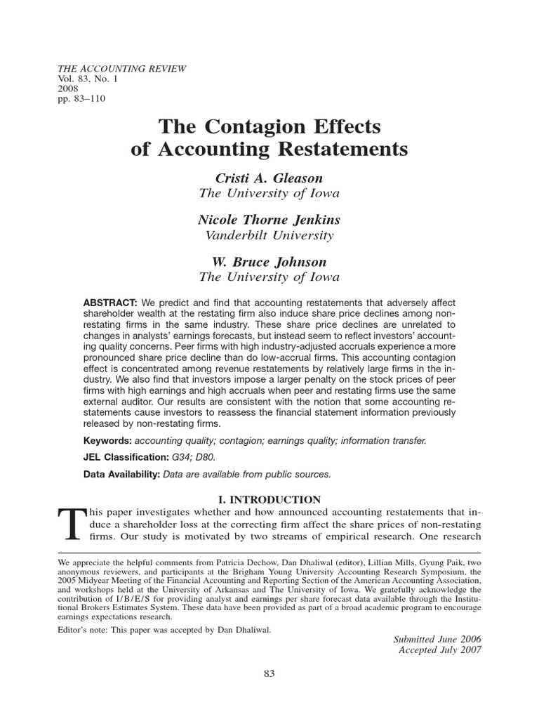 Accounting Restatements' Industry Impact | PDF | Financial Contagion ...