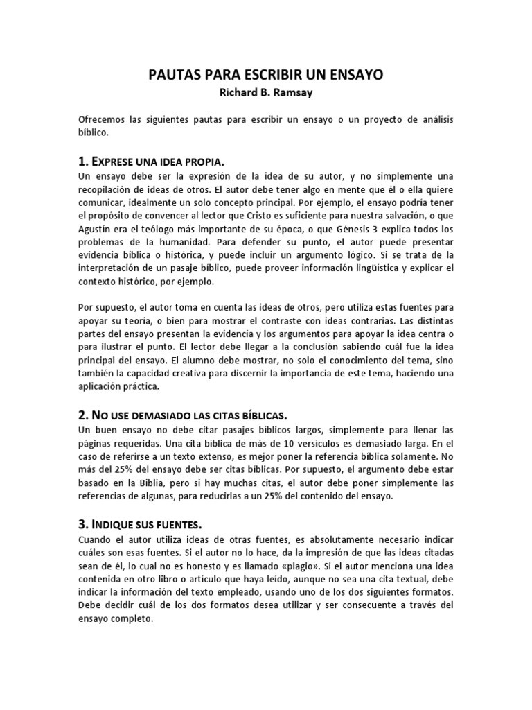 Pautas para Escribir Un Ensayo R Ramsay | PDF | Ensayos | Bibliografía