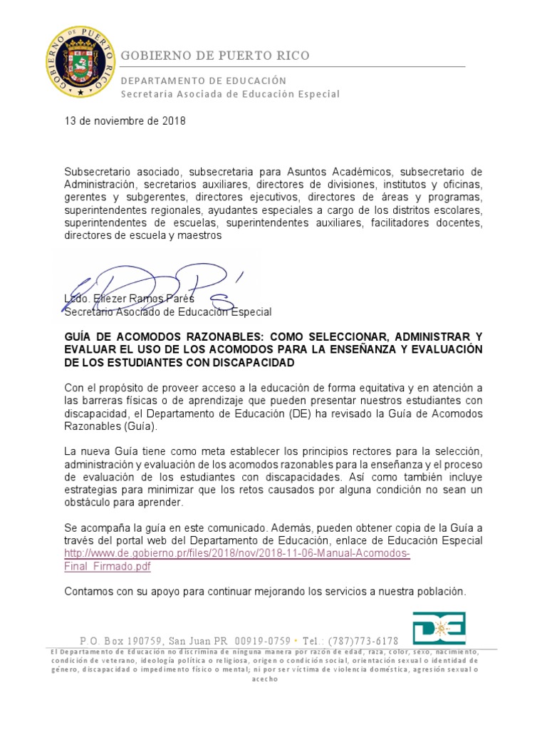 Memo Acomodo Razonable