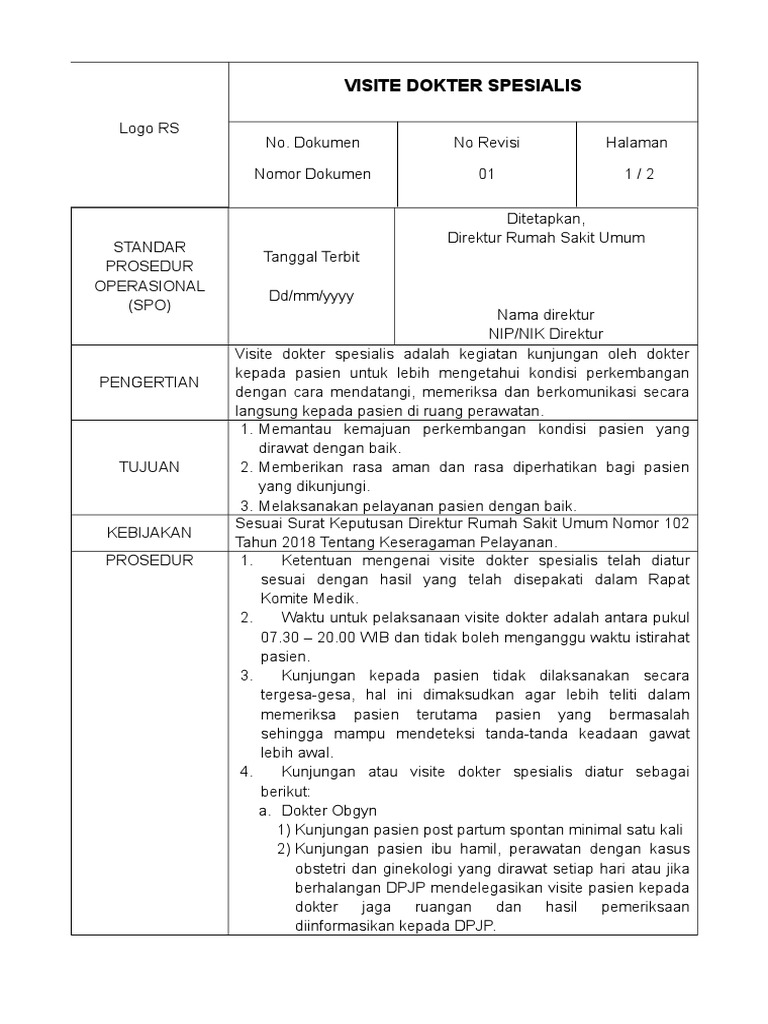 SPO Visite Dokter Spesialis | PDF