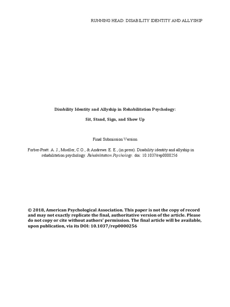Disability Identity and Allyship in Reha PDF | PDF | Identity (Social ...