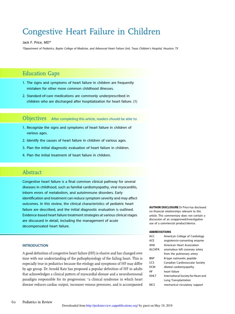 Congestive Heart Failure in Children: Education Gaps | PDF | Heart ...