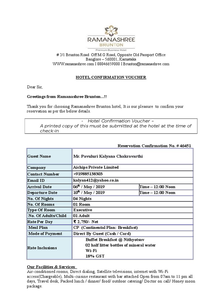 Hotel Confirmation | PDF | Identity Document | Government And Personhood