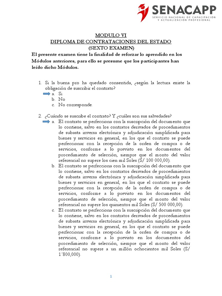 Modulo Vi Examen Contrataciones Del Estado | PDF | Corrupción política | Justicia