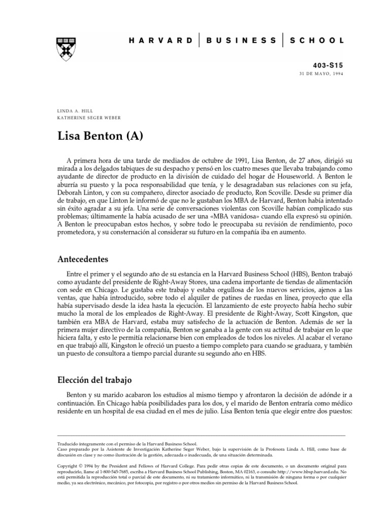 CASO - Lisa Benton SP PDF | PDF | Marketing | Aprendizaje