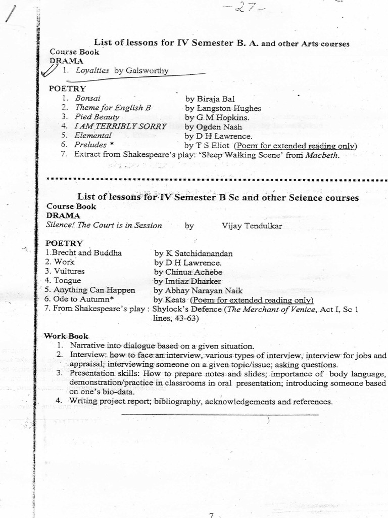4 Sem General English UG Courses | PDF