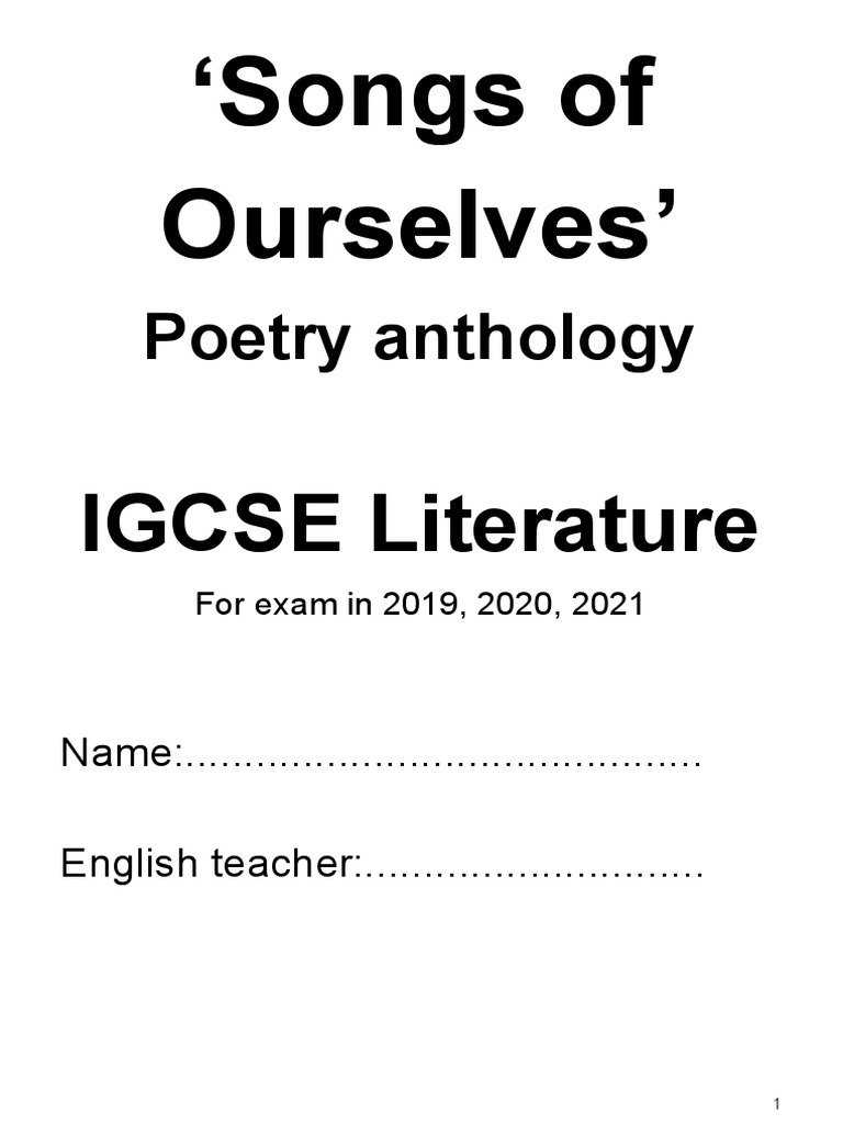 IGCSE POETRY NOTES For Exam in 2019 20 21 PDF | PDF | Tide | Poetry