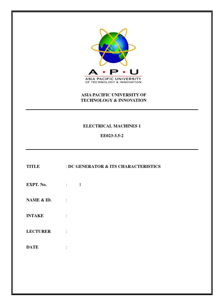 Lab 1-Dc Generator Its Characteristics | PDF | Electric Generator ...