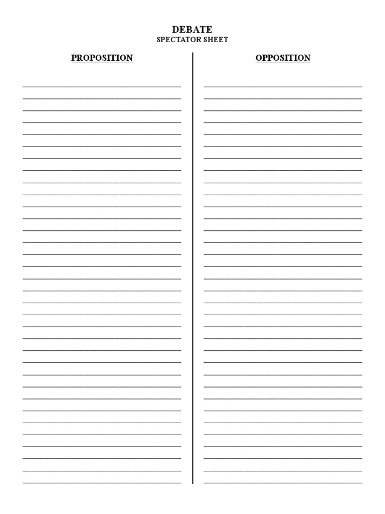 Debate Spectator Sheet Template | PDF | Business | Finance & Money ...