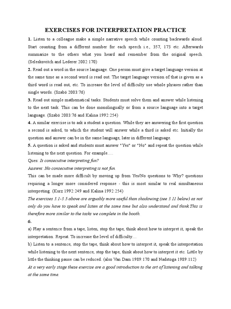 Exercises For Interpretation Practice | Download Free PDF | Sentence ...
