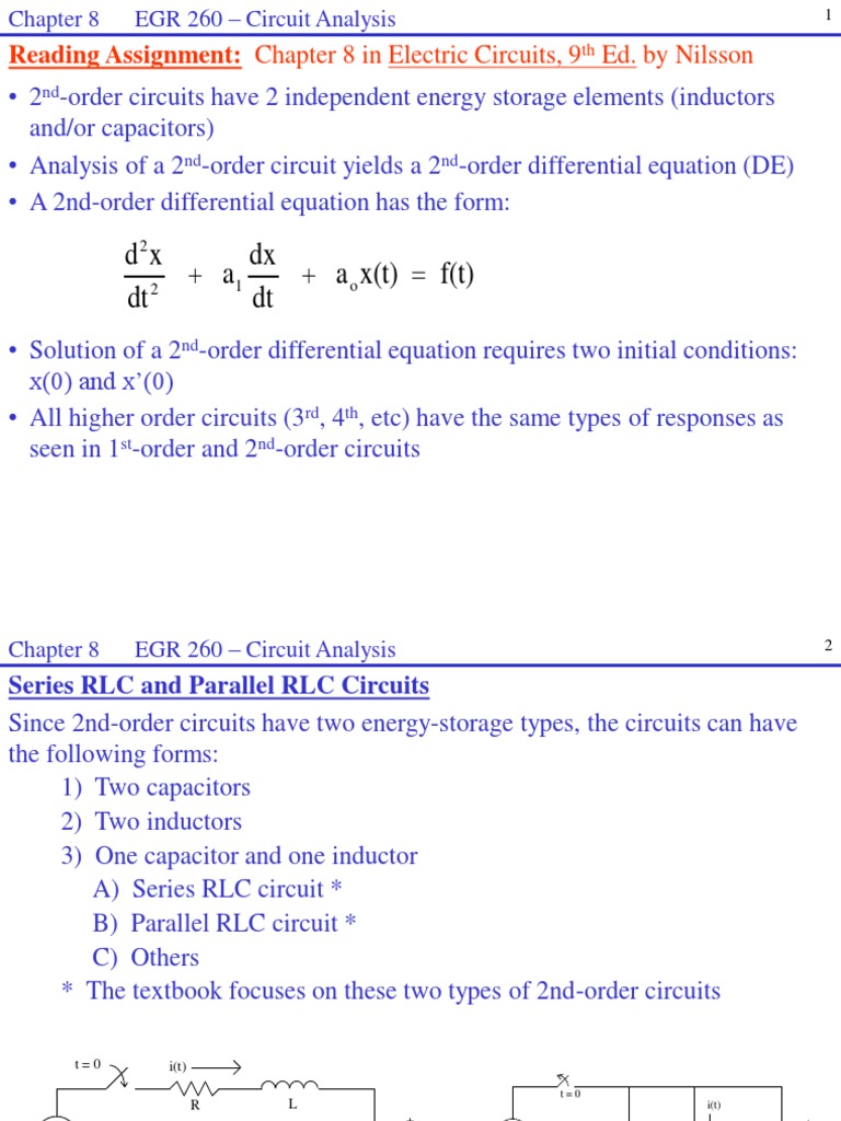 EGR260-Ch8 (Second Order) | PDF | Electrical Network | Physical Quantities
