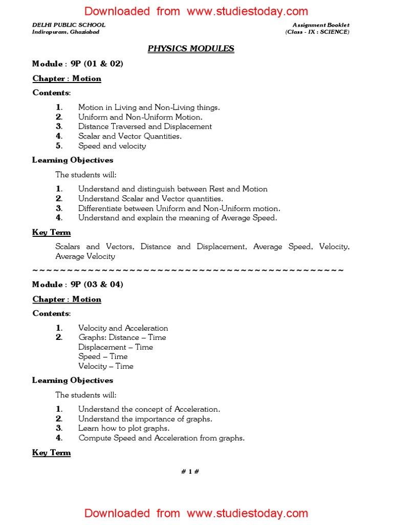 CBSE Class 9 Physics Worksheet - All Chapters PDF | PDF | Buoyancy | Weight