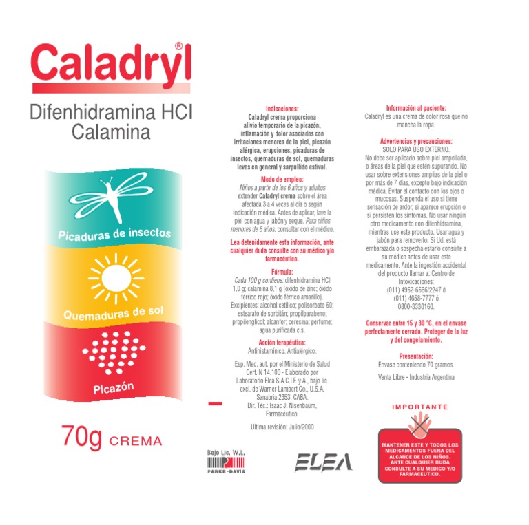 Información sobre la crema Caladryl para aliviar síntomas de irritación ...