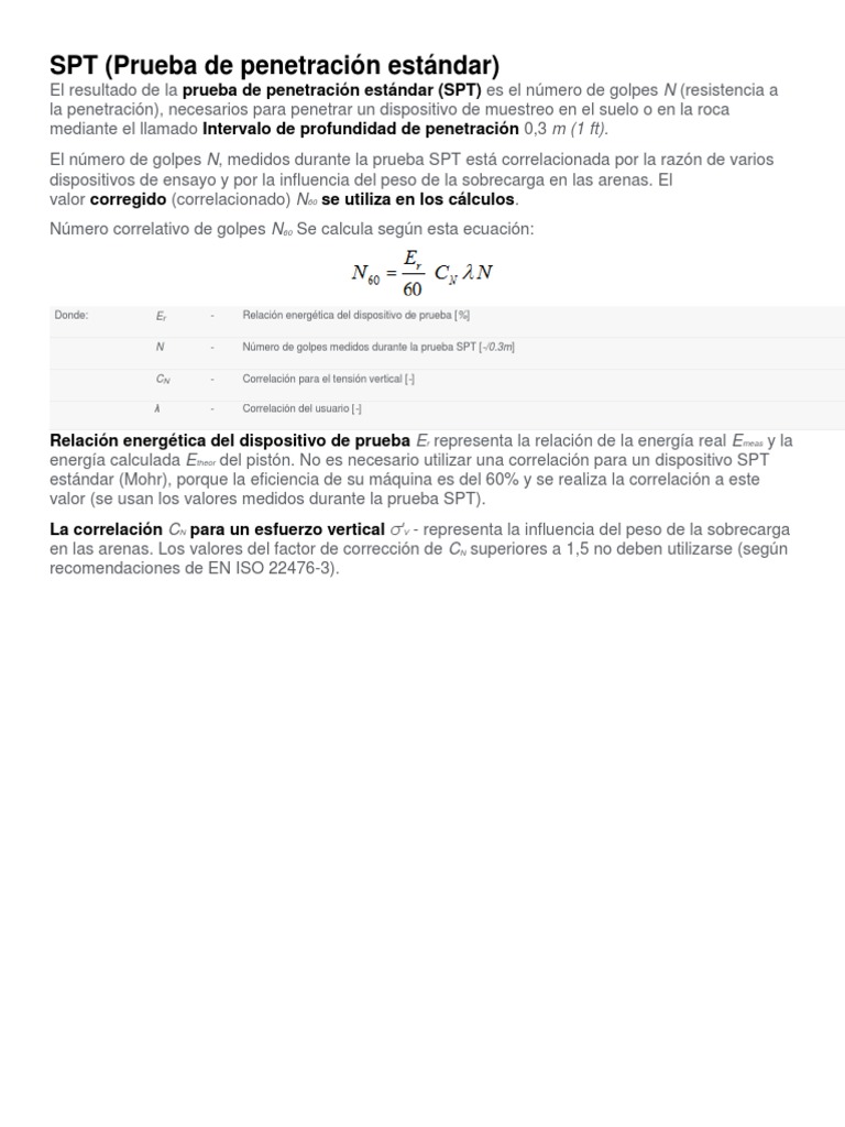 Ensayo Spt Del Suelo Pdf
