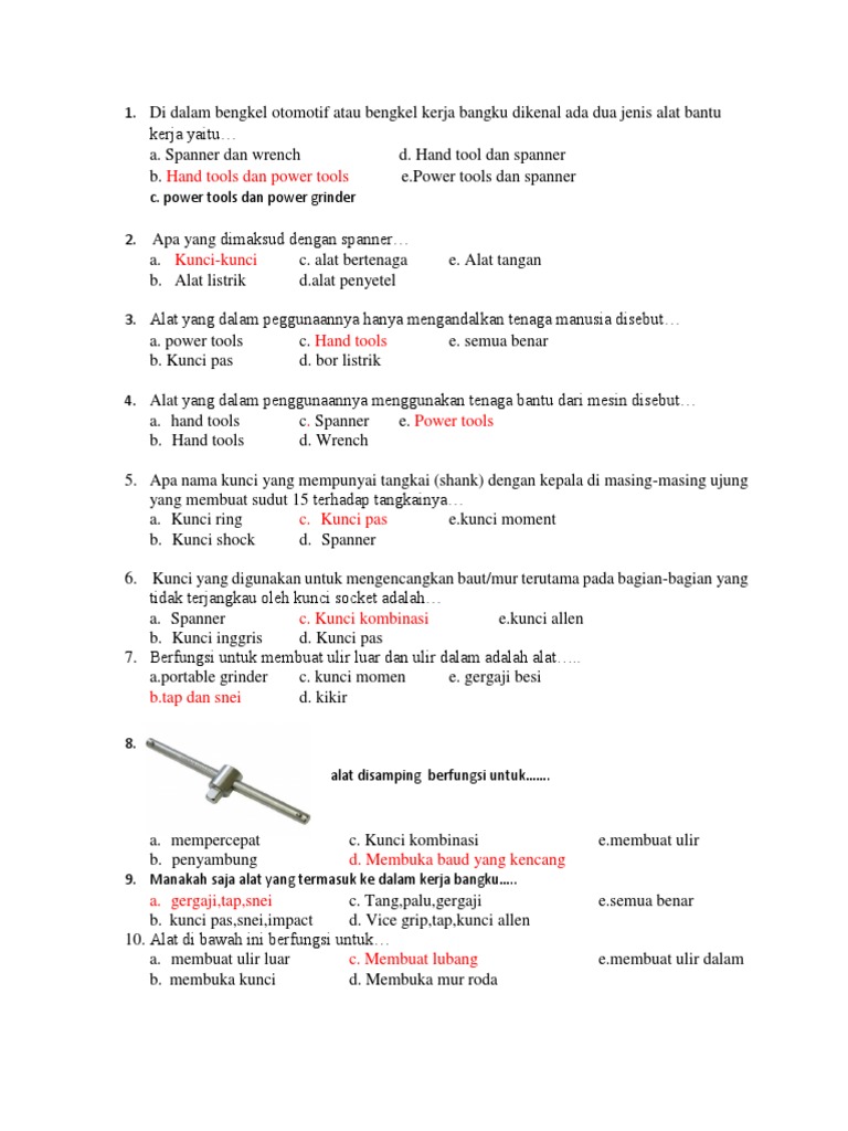 Di Dalam Bengkel Otomotif Atau Bengkel Kerja Bangku Dikenal Ada Dua ...