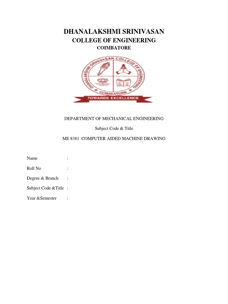 Me 8381 - Computer Aided Machine Drawing | PDF | Helix | Geometry