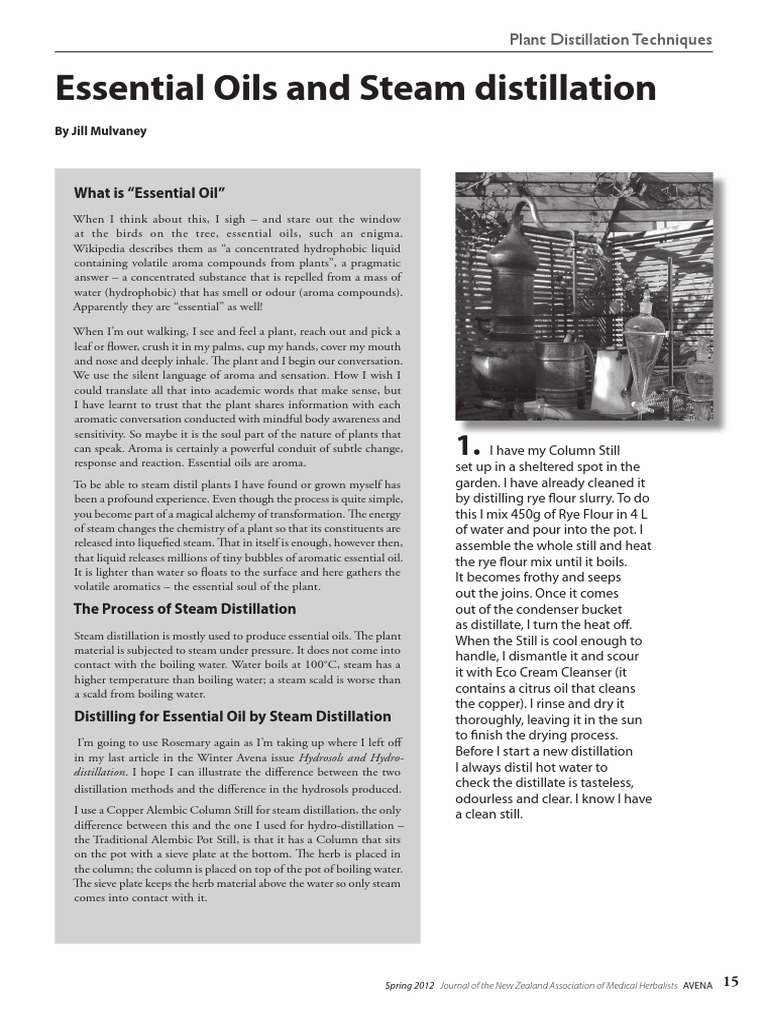 Essential Oils and Distillation PDF | PDF | Distillation | Essential Oil
