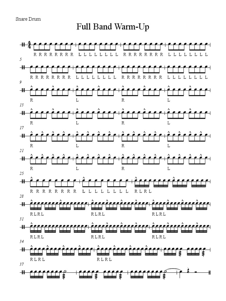 Full Band Warm-Up: Snare Drum | PDF
