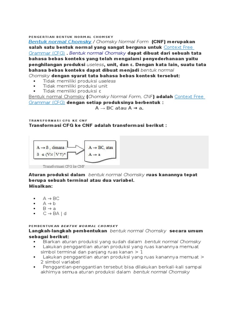 Pengertian Bentuk Normal Chomsky | PDF