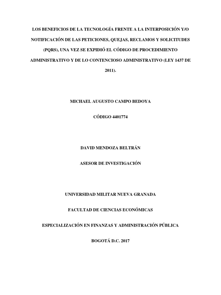 Campo Bedoya Michael Augusto 2017 | PDF | Petición | Colombia