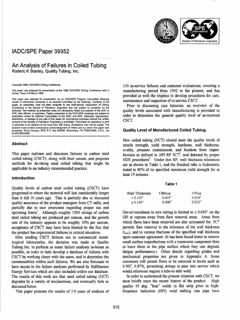 An Analysis of Failures in Coiled Tubing | Download Free PDF | Fatigue ...
