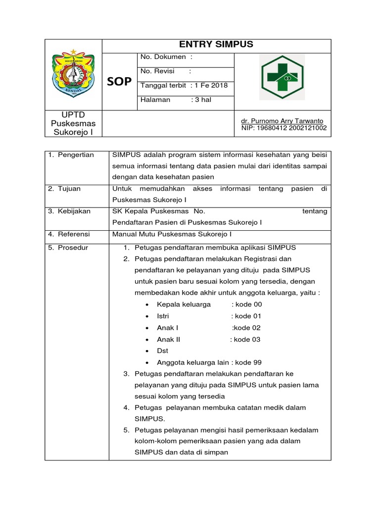Sop Entry Simpus | PDF | Pengembangan Diri