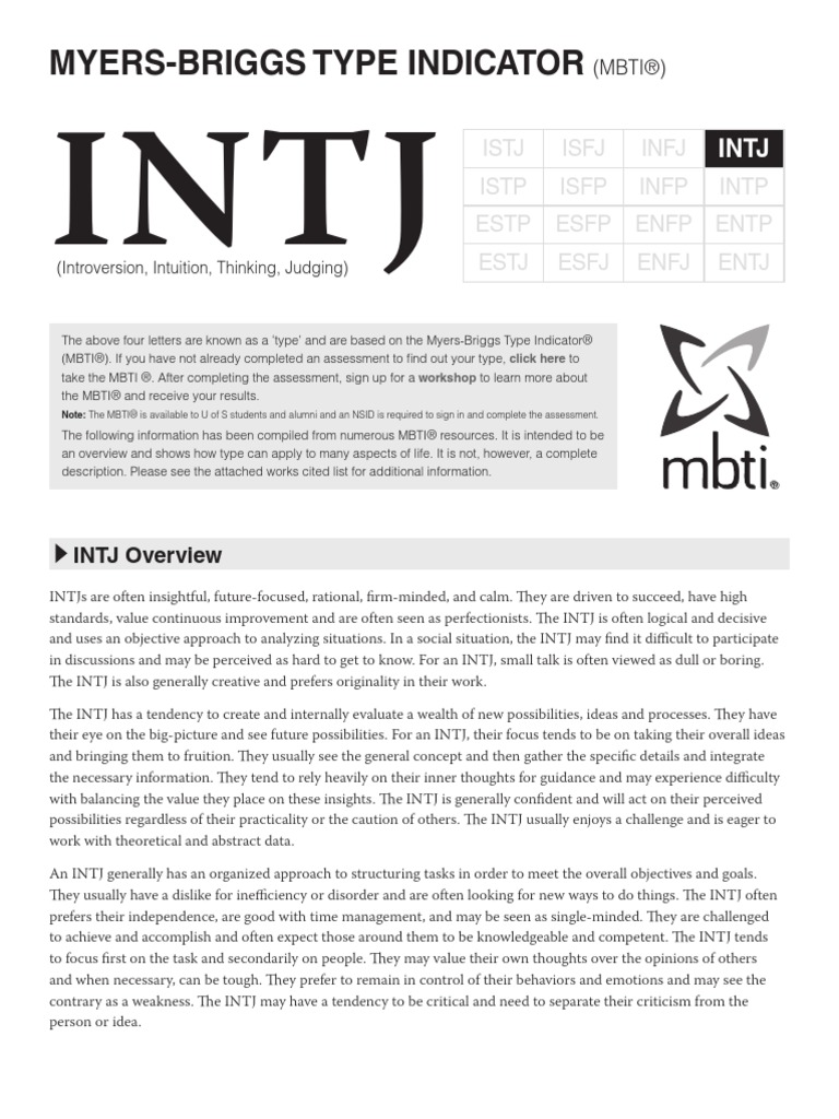 Intj Profile 072715 | PDF | Employment | Learning