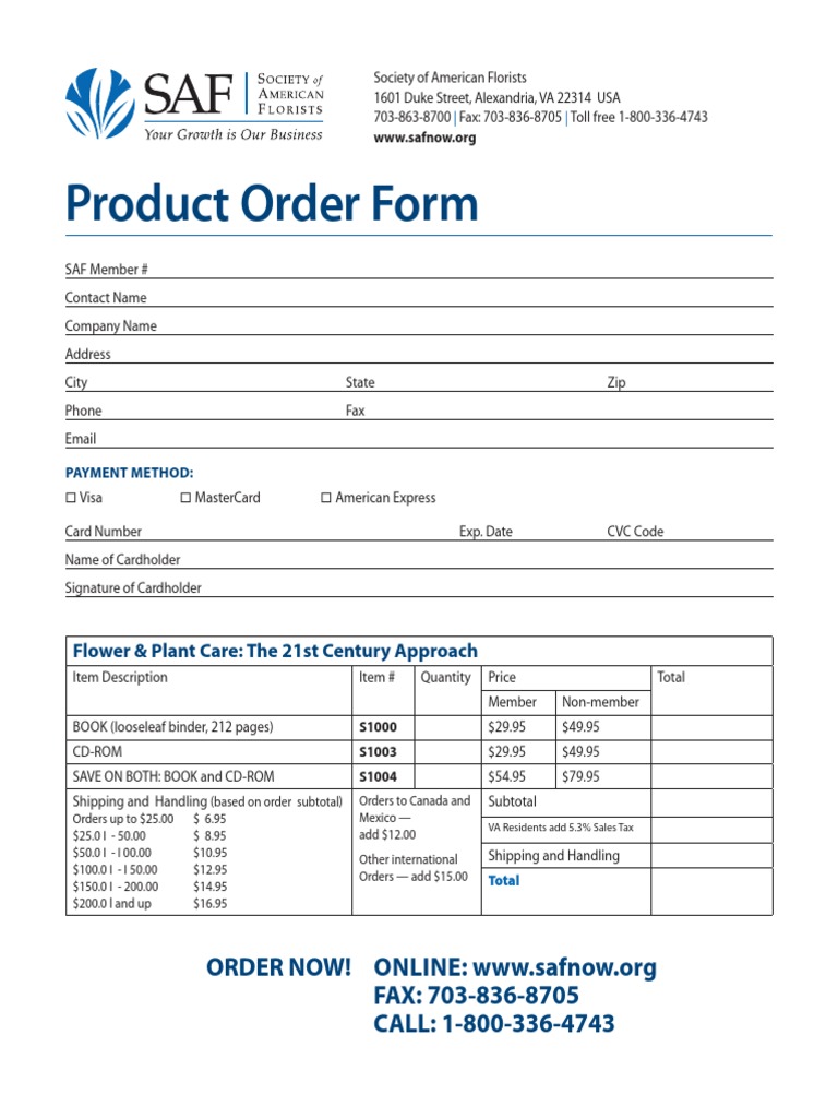 SAF OrderForm PlantCare 2015 | PDF