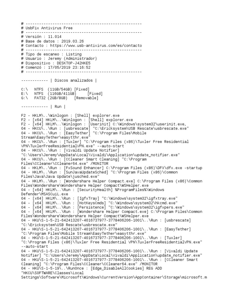 UsbFix Report | PDF | Windows Registry | Adobe Flash
