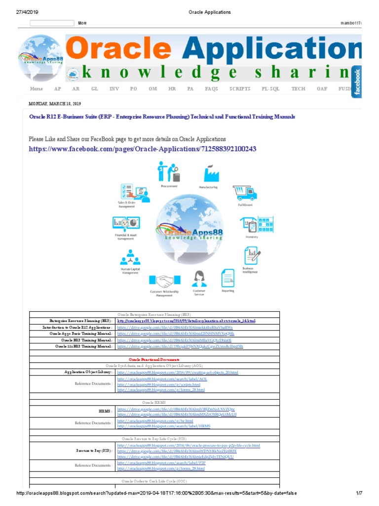Oracle R12 E-Business Suite (ERP - Enterprise Resource Planning ...