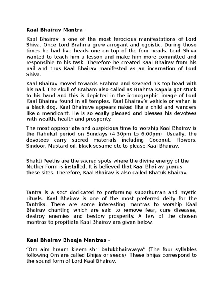 Kaal Bhairav: Powerful Mantras and Rituals to Please the Fierce Manifestation of Lord Shiva ...