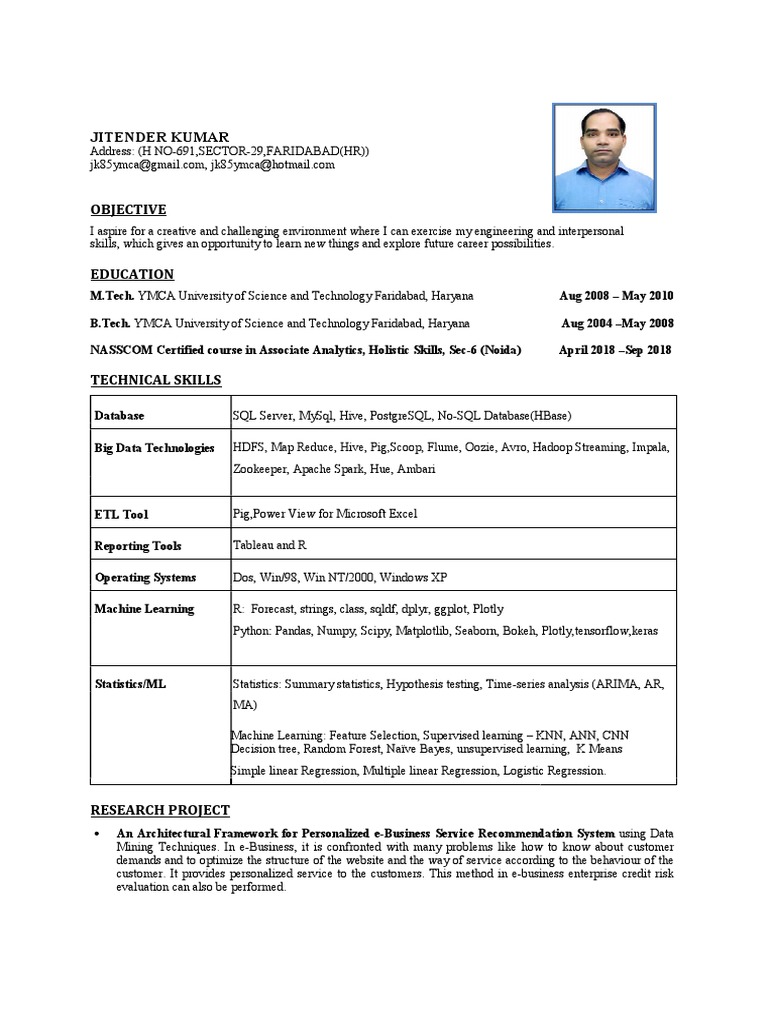 Jitender Resume | PDF | Analytics | Machine Learning