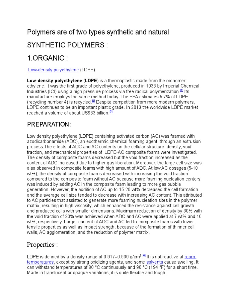 Polymers Are of Two Types Synthetic and Natural Synthetic Polymers ...