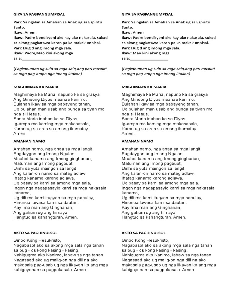 Giya Sa Pagpangumpisal | PDF