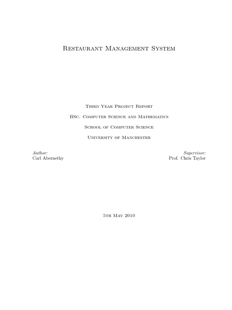 Restaurant Management System PDF | PDF | Software Development Process ...