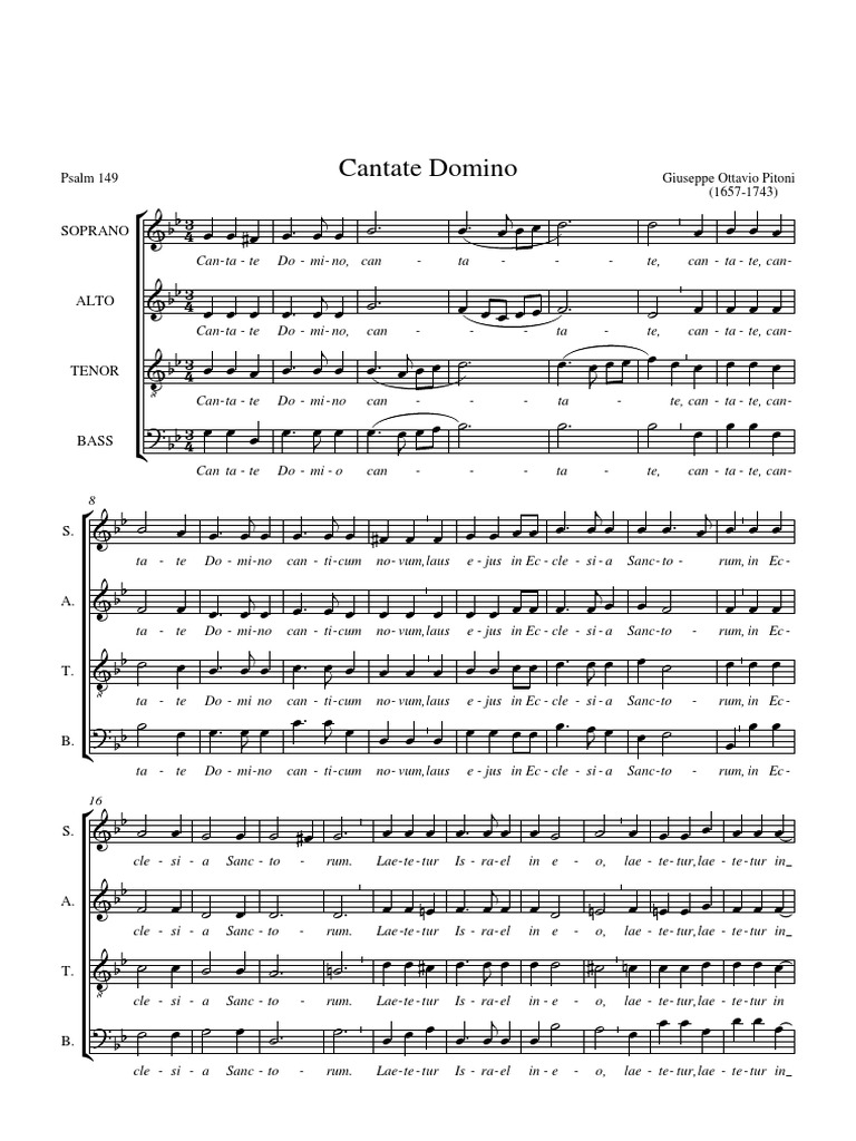 Pitoni Cantate Domino Pdf Pdf Choral Music