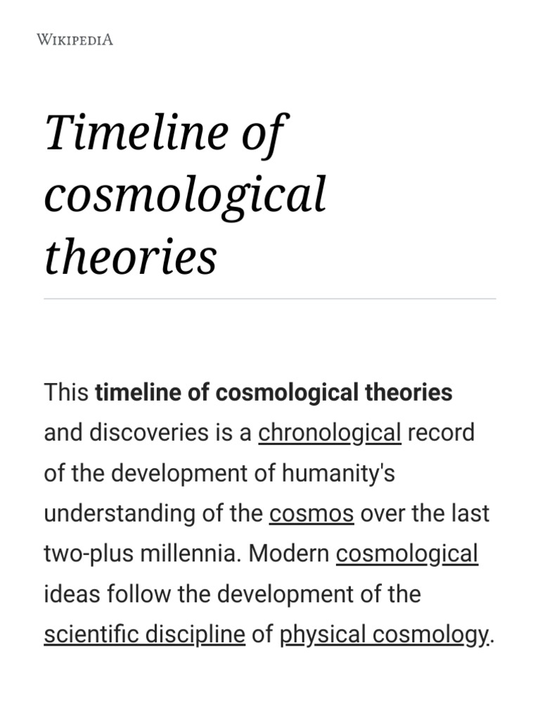 Timeline of Cosmological Theories - Wikipedia PDF | PDF | Cosmic ...