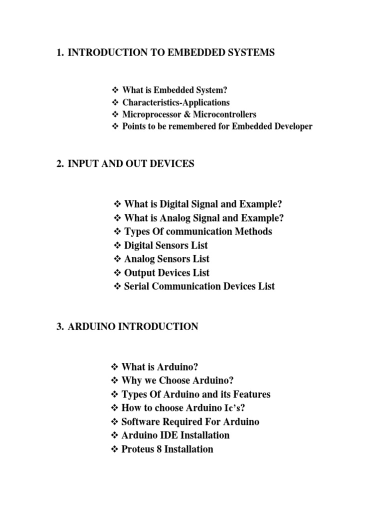 Arduino Course Syllabus | PDF | Arduino | Embedded System Arduino Course Syllabus | PDF | Arduino | Embedded System