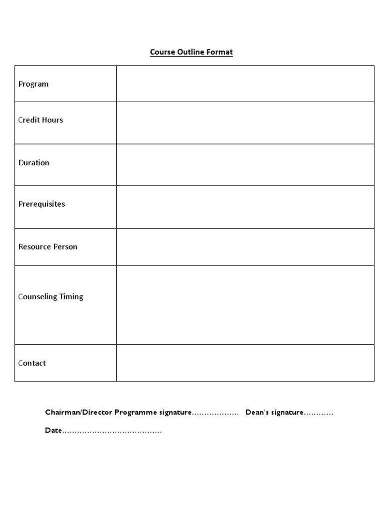 Course Outline Format | PDF