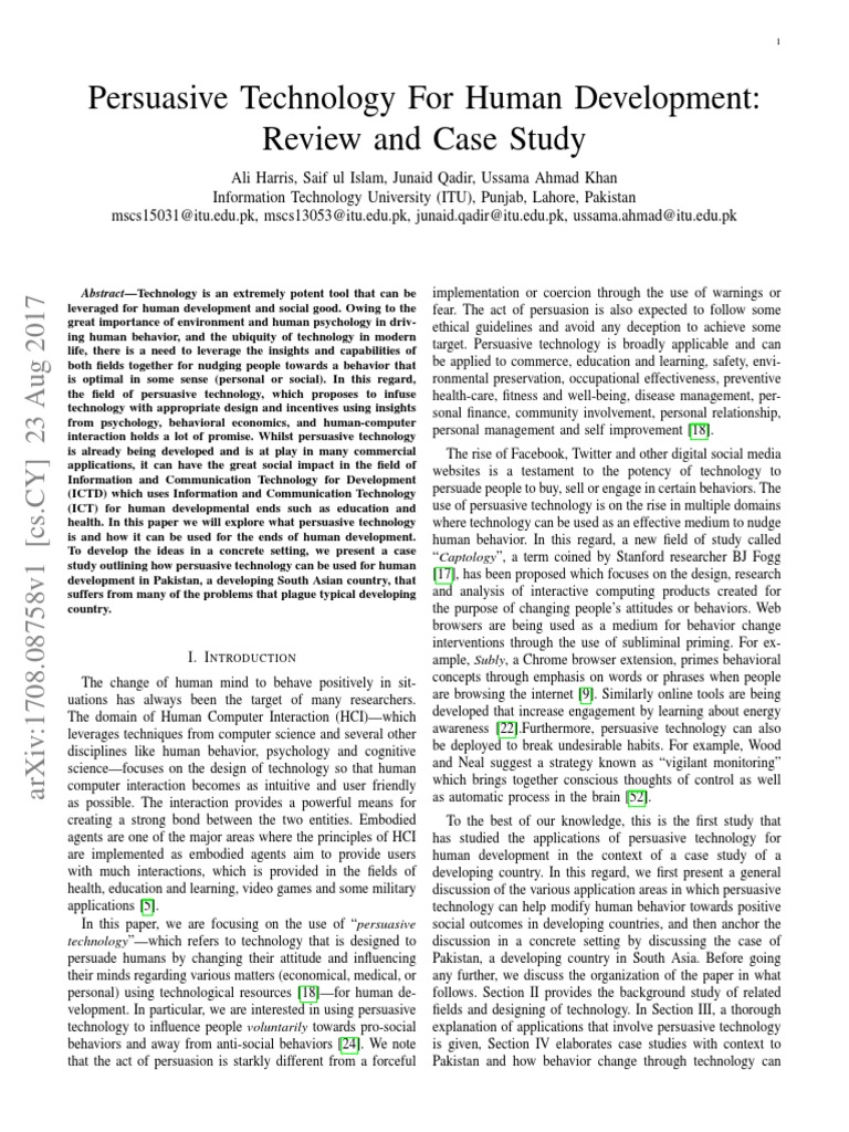 Persuasive Technology For Human Development: Review and Case Study ...