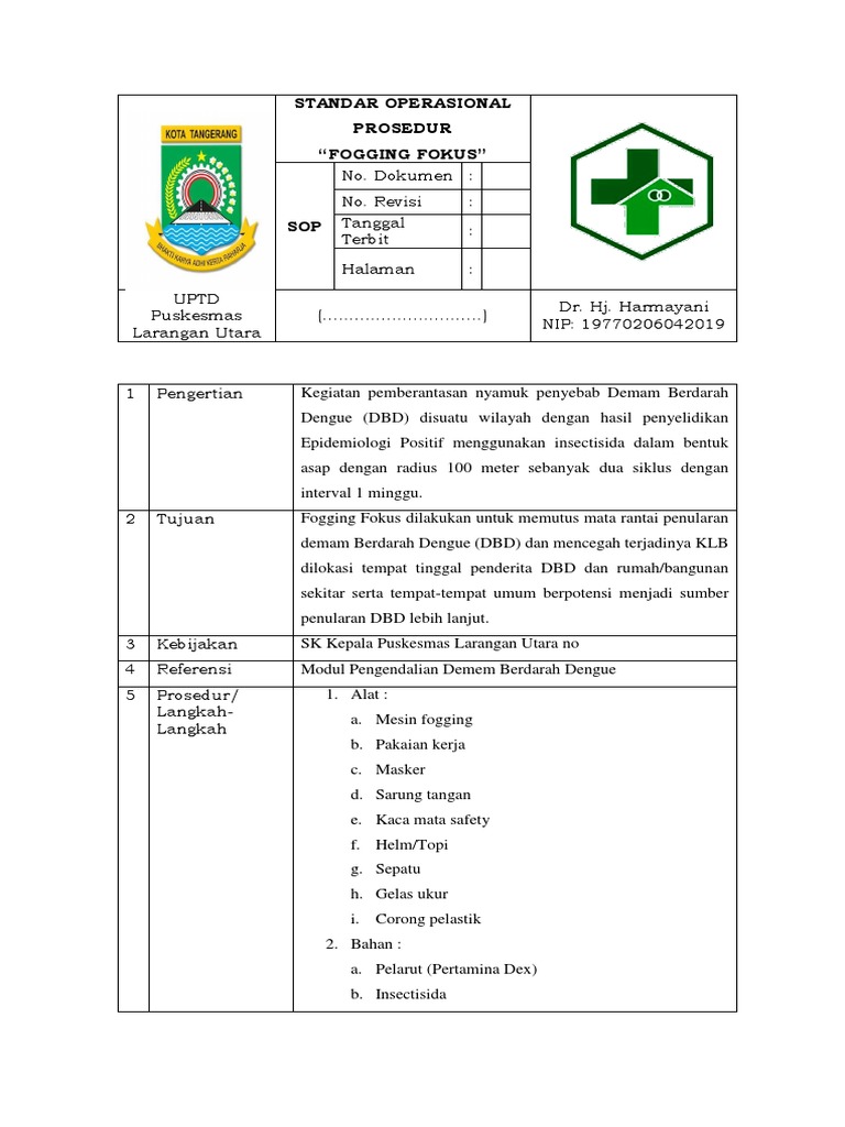 Sop Prosedur Fogging Akre | PDF