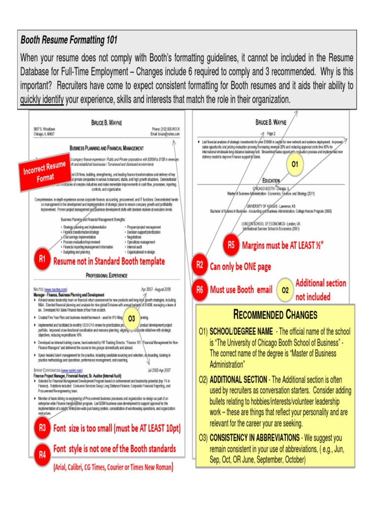 Booth Resume Formatting 101: Resume Not in Standard Booth Template Can ...